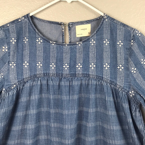 Harper | Tops | Harper Brand Denim Shirt With Bell Sleeves | Poshmark